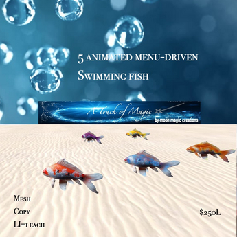 Second Life Marketplace - 5 Menu-driven animated swimmg fish -Box LI=5