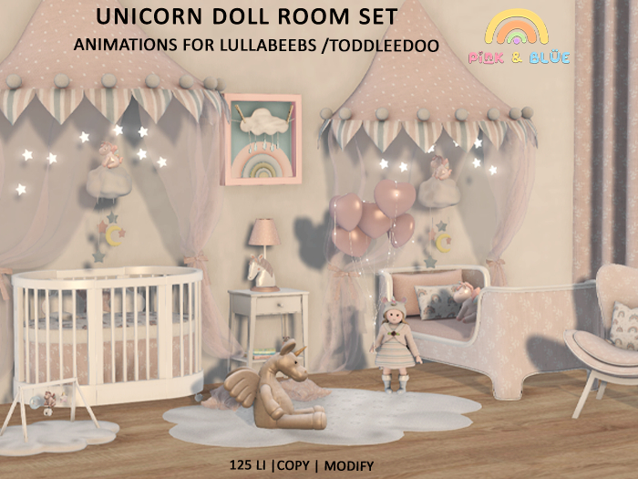 Second Life Marketplace - {Pink&Blue}Unicorn Dolls Room Toddleedoo ...