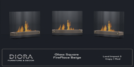Second Life Marketplace - DIORA Glass Square FirePlace Beige