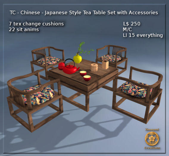 Second Life Marketplace - TC - Chinese - Japanese Style Tea Table Set ...