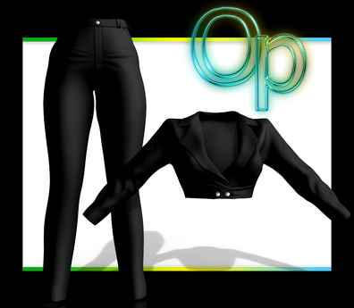 Second Life Marketplace - Black Jacket Pants Suit Outfit