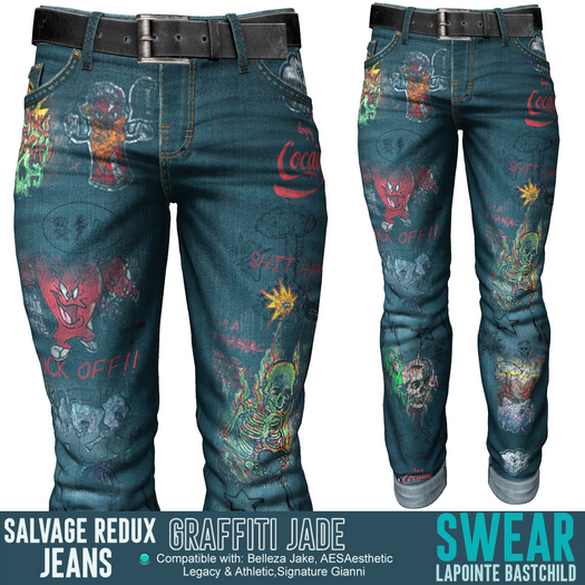 Second Life Marketplace - Jeans Salvage Redux GRAFFITI JADE