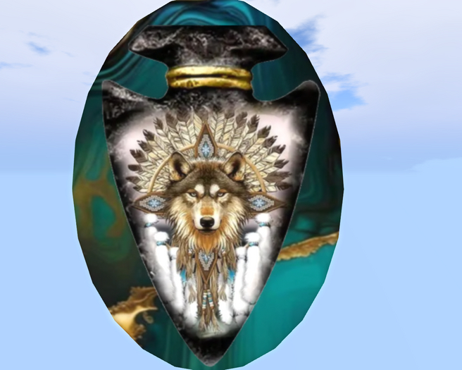 Second Life Marketplace - WA17 Wolf Arrow Head with Oval Jade Background