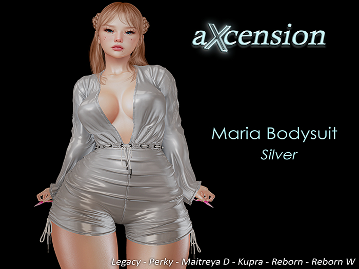 Second Life Marketplace - aX: Maria Bodysuits Gray (Silver)