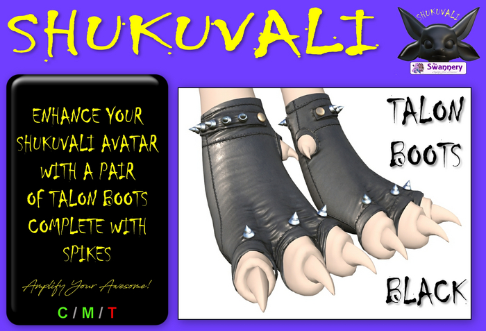 Second Life Marketplace - Shukuvali - Talon Boots [Black]