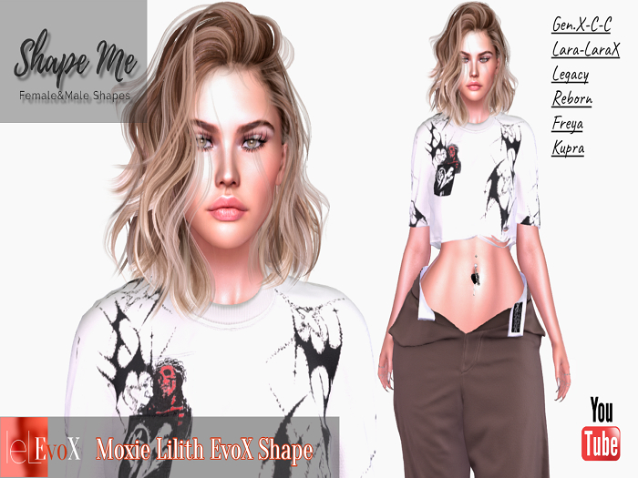 Second Life Marketplace - Shape Me - Moxie Lilith Head EvoX Shape