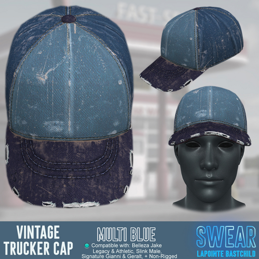 Second Life Marketplace - Trucker Cap - MULTI BLUE