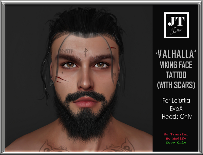 Second Life Marketplace - [JT] Viking Face Tattoo 'Valhalla' (with ...