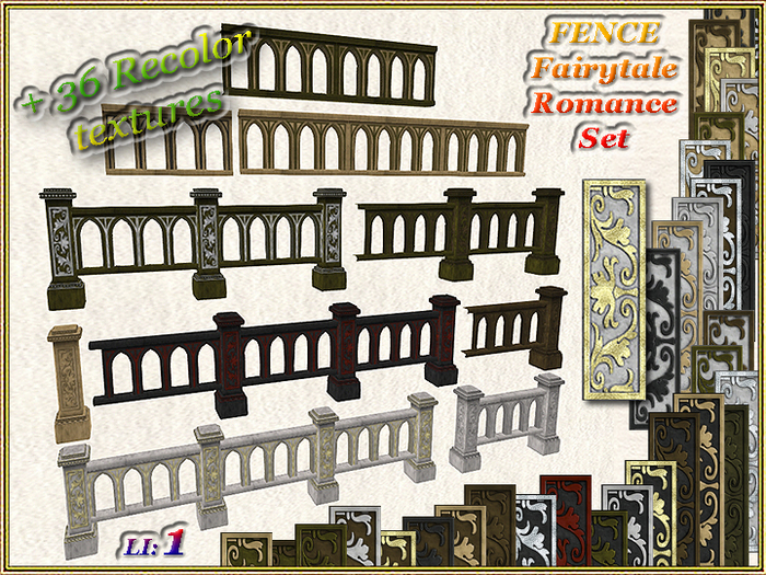 Second Life Marketplace - FENCE - Fairytale Romance Set (1 LI) (Full perm)