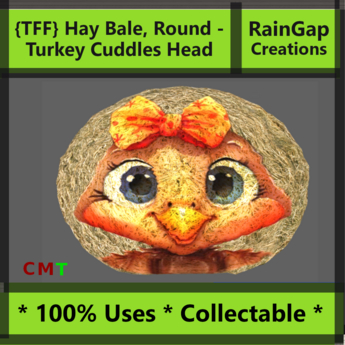 Second Life Marketplace - {TFF} Hay Bale, Round - Turkey Cuddles Head ...