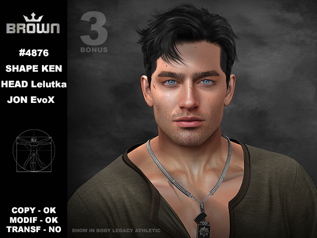 Second Life Marketplace - 4876 SHAPE KEN HEAD Lelutka JON EvoX