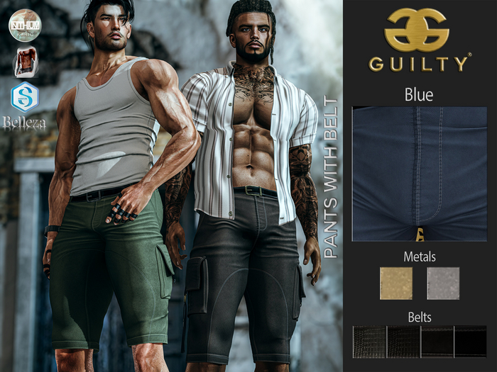 Second Life Marketplace - Guilty 136 Nomad Cargo Pants-04 Blue