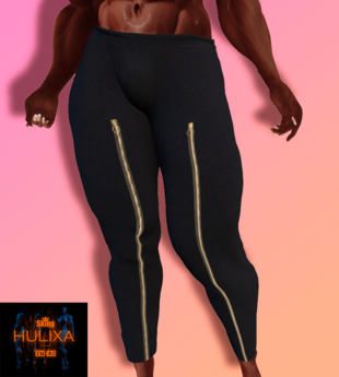 Second Life Marketplace - SiK Leg Zippers Joggers Black - Hulixa