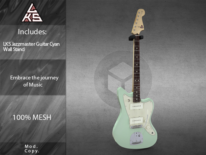 Second Life Marketplace - LKS Jazzmaster Guitar Cyan