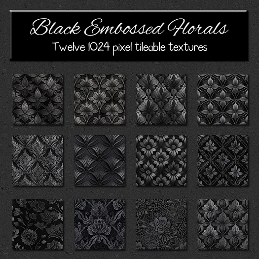 Second Life Marketplace - *Wallflowers* Black Embossed Florals