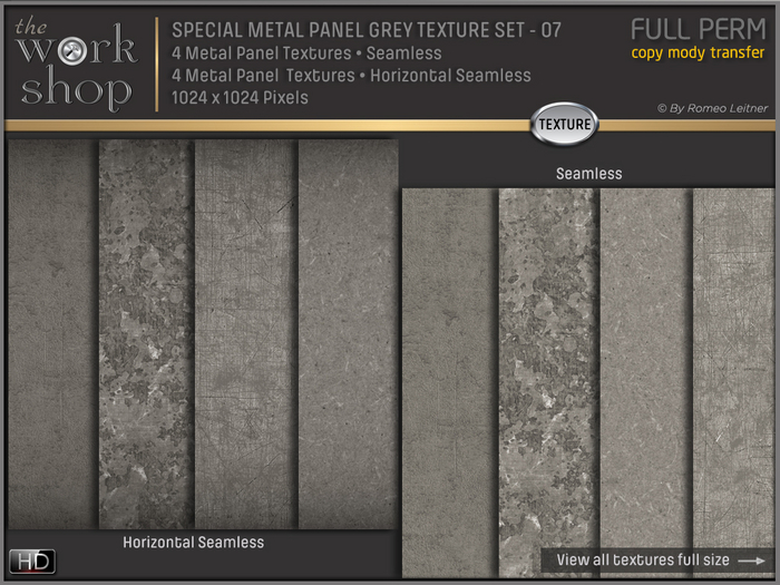Second Life Marketplace - SPECIAL METAL PANEL GREY TEXTURE SET - 07