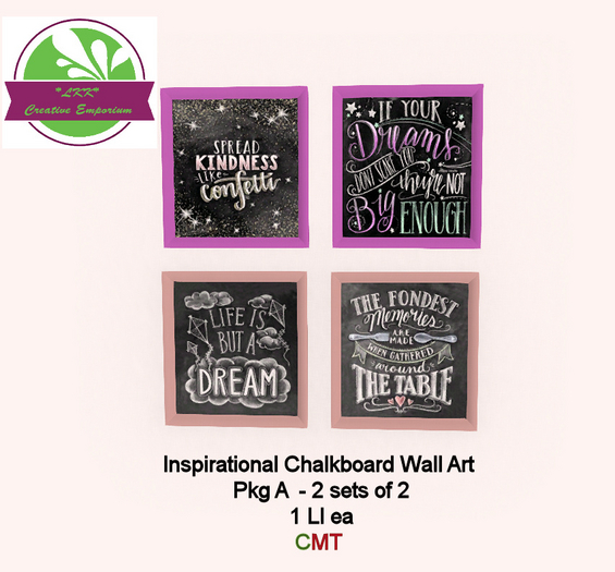 Second Life Marketplace - *LKK* Inspirational Chalkboard Wall Art Pkg A