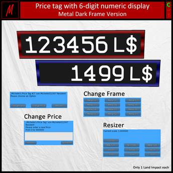 Second Life Marketplace - Michelle's Price Tag Board Frame (Metal Dark)