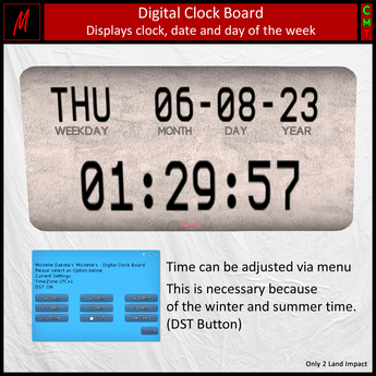 Second Life Marketplace - Michelle's Digital Clock Board