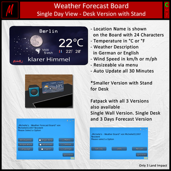 Second Life Marketplace - Michelle's - Weather Forecast Board (Single ...