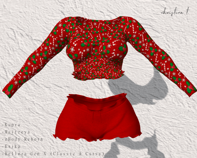 Second Life Marketplace - Christina T. -Red Santa Top + Shorts ...