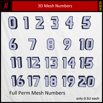 Second Life Marketplace - Michelle's 3D Mesh Numbers (Full Perm)
