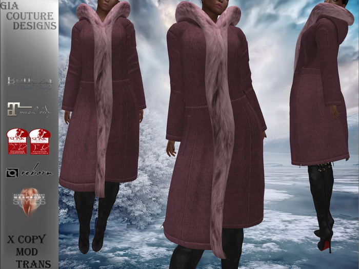 Second Life Marketplace - "GCD" Tunde Fur Suede Coat Pink