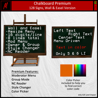 Second Life Marketplace - Chalkboard / Textboard Premium (128 Signs)