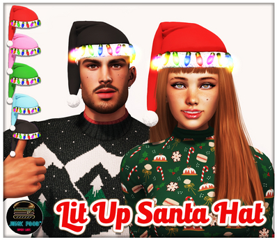Second Life Marketplace - Junk Food - Lit Up Santa Hat (Fatpack)