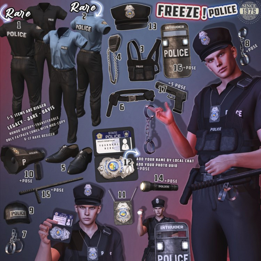 Second Life Marketplace - [Since1975] Freeze! Police- full set