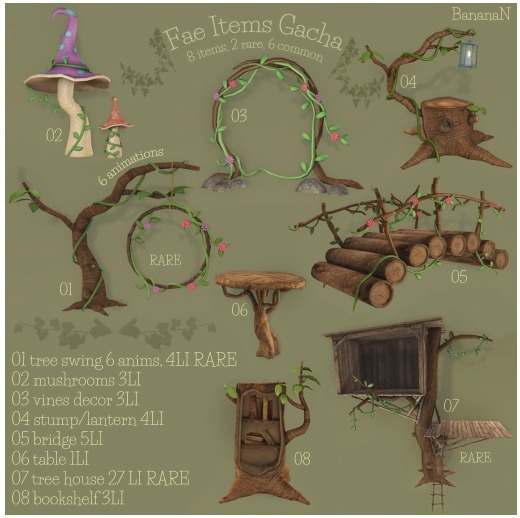 Second Life Marketplace - 07 Fae decor gacha - tree house RARE
