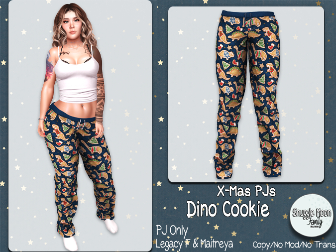 Second Life Marketplace - {SMF} X-Mas PJ Pants -Dino Cookie- F