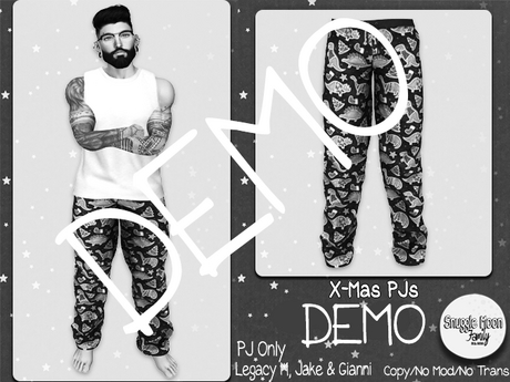 Second Life Marketplace - {SMF} X-Mas PJ Pants -Dino Cookie- DEMO- M