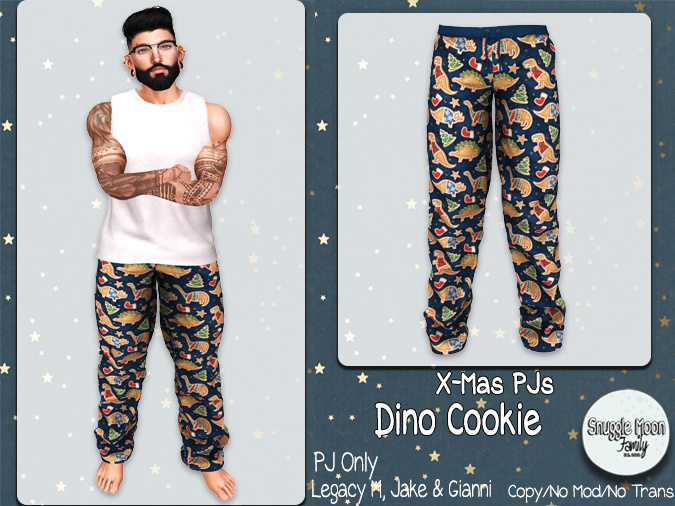 Second Life Marketplace - {SMF} X-Mas PJ Pants -Dino Cookie- M