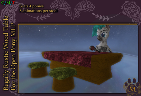Second Life Marketplace - *M* R rustic wood table for the Open Pony MLP