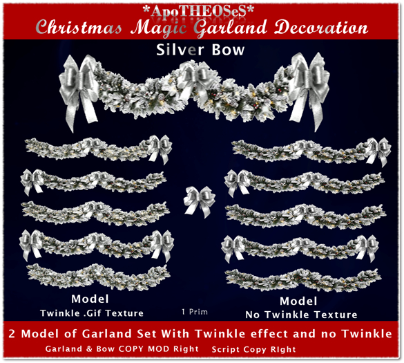 Second Life Marketplace - Christmas Silver Magic Garland Decoration