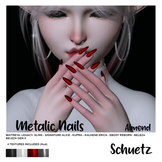 Second Life Marketplace - ![Schuetz] - Metalic Nails Almond
