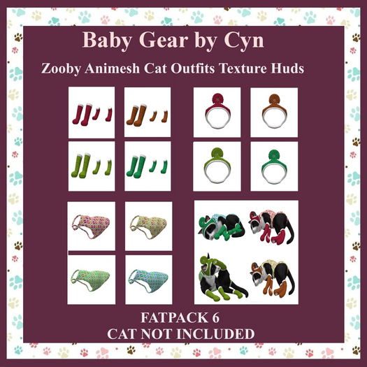 Second Life Marketplace - Zooby Animesh Cat Outfit Texture Hud ...