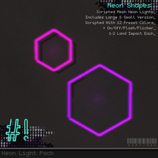 Second Life Marketplace - #hashbang! - Neon Shapes - Hex Pack