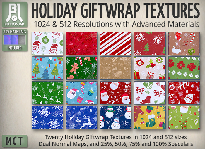 Second Life Marketplace - Holiday Giftwrap Textures - Buttonjar ...