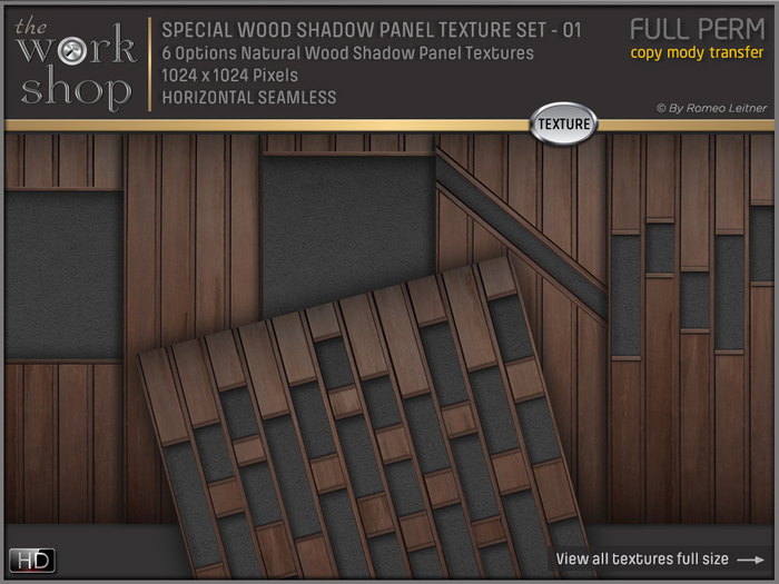 Second Life Marketplace - SPECIAL WOOD SHADOW PANEL TEXTURE SET - 01