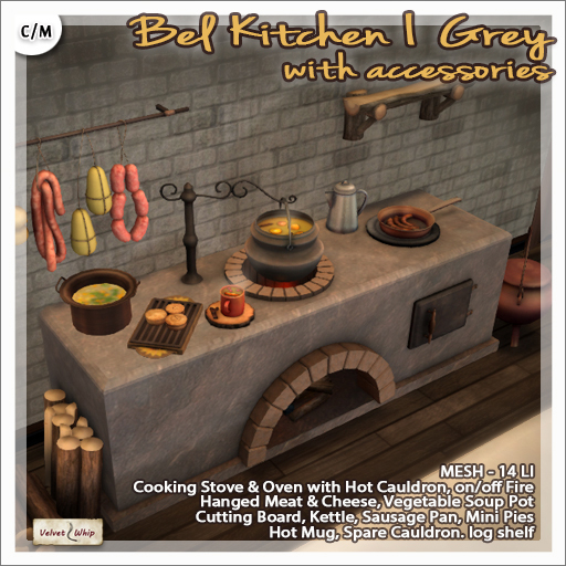 Second Life Marketplace - [V/W] Bel Kitchen Grey with Accessories ...