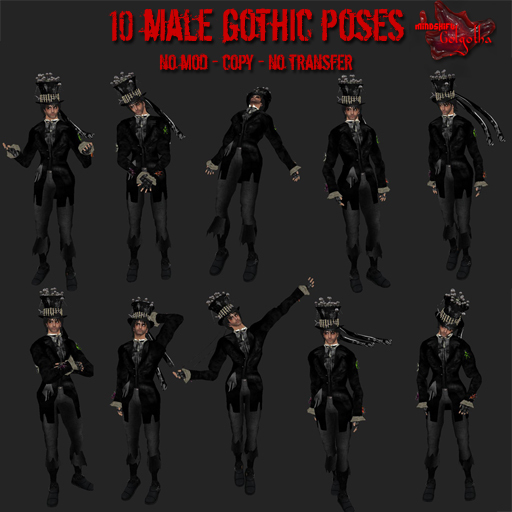 Second Life Marketplace - Mindshift - 10 Male Goth Poses