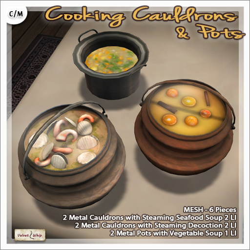 Second Life Marketplace - [V/W] Cooking Cauldrons & Pots - 6 Cookware ...