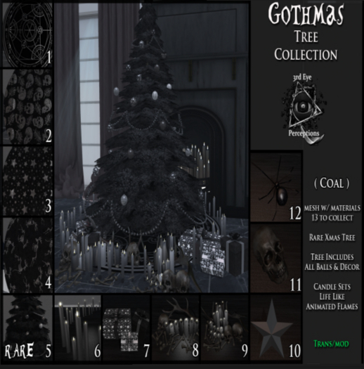 Second Life Marketplace - 5 RARE_3rd Eye_Gothmas Tree ( Coal )