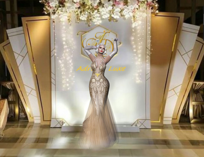 Second Life Marketplace - Adl Alta Moda Golden Age Deco dress deep V gold