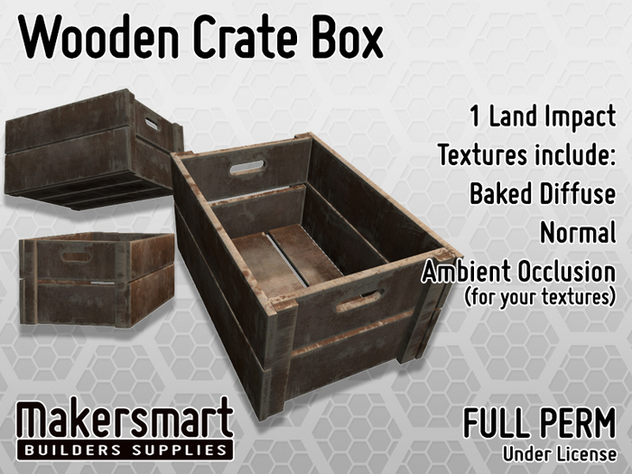 Second Life Marketplace - Makersmart: Wooden Crate Box