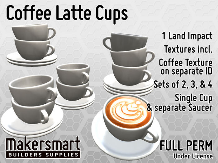 Second Life Marketplace - Makersmart: Coffee Latte Cups
