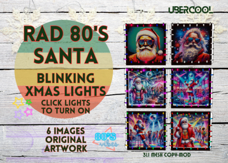 Second Life Marketplace - *uC* Rad 1980's Santa Art Gallery w/ xmas lights