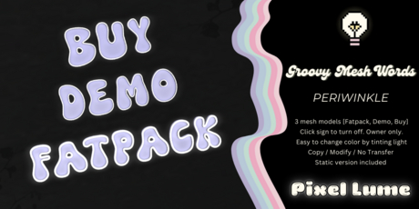 Second Life Marketplace - Pixel.Lume Groovy Mesh Words - Periwinkle